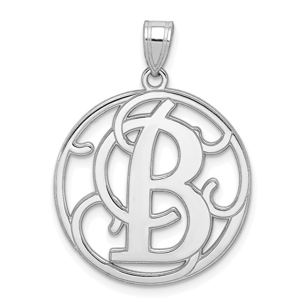 Diamond2Deal 925 Sterling Silver Rhodium-Plated Fancy Script Letter B ...