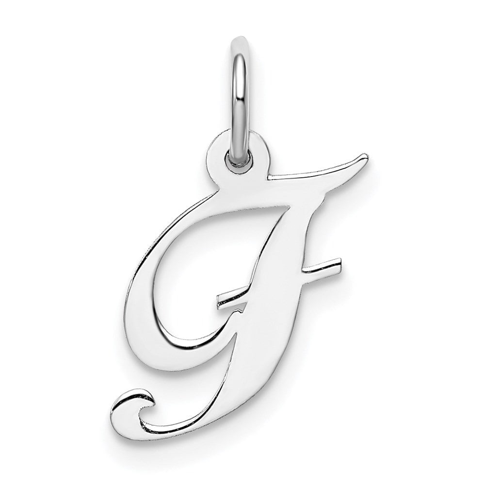 Diamond2Deal 925 Sterling Silver Rhodium-Plated Fancy Script Letter F ...