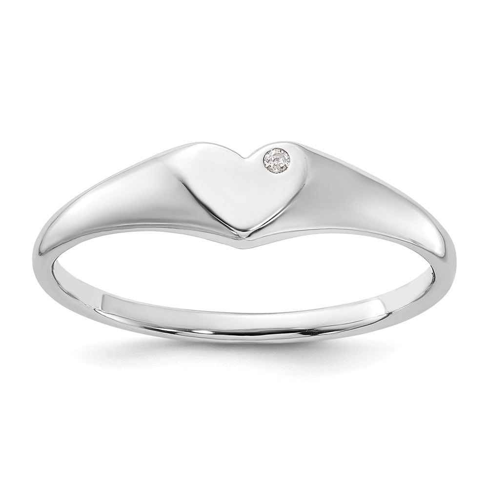 Diamond2Deal 925 Sterling Silver Rhodium-plated Cubic Zirconia Heart ...