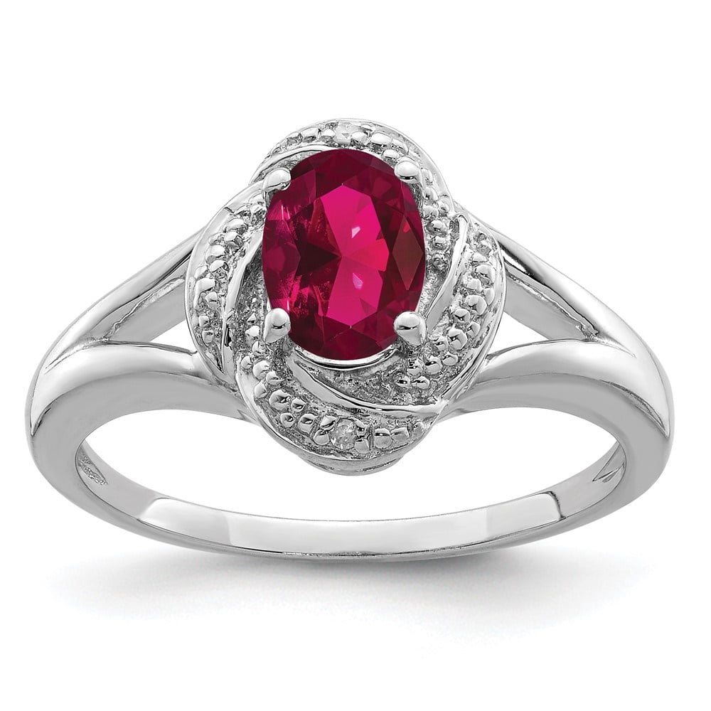 Diamond2Deal 925 Sterling Silver Rhodium plated Diamond and Ruby ...