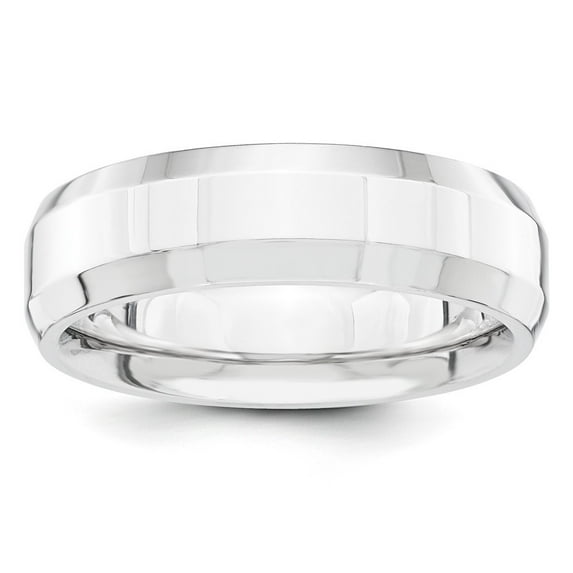 Diamond2Deal 950 Platinum 6mm Bevelled Edge Wedding Band Ring Size- 8 ...