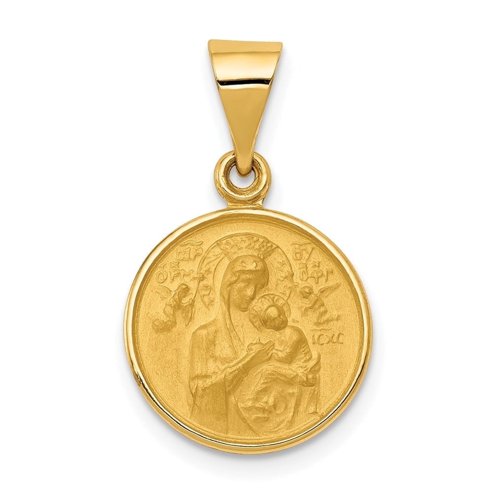 Diamond2Deal 18k Yellow Gold Our Lady of Perpetual Help Medal Pendant ...