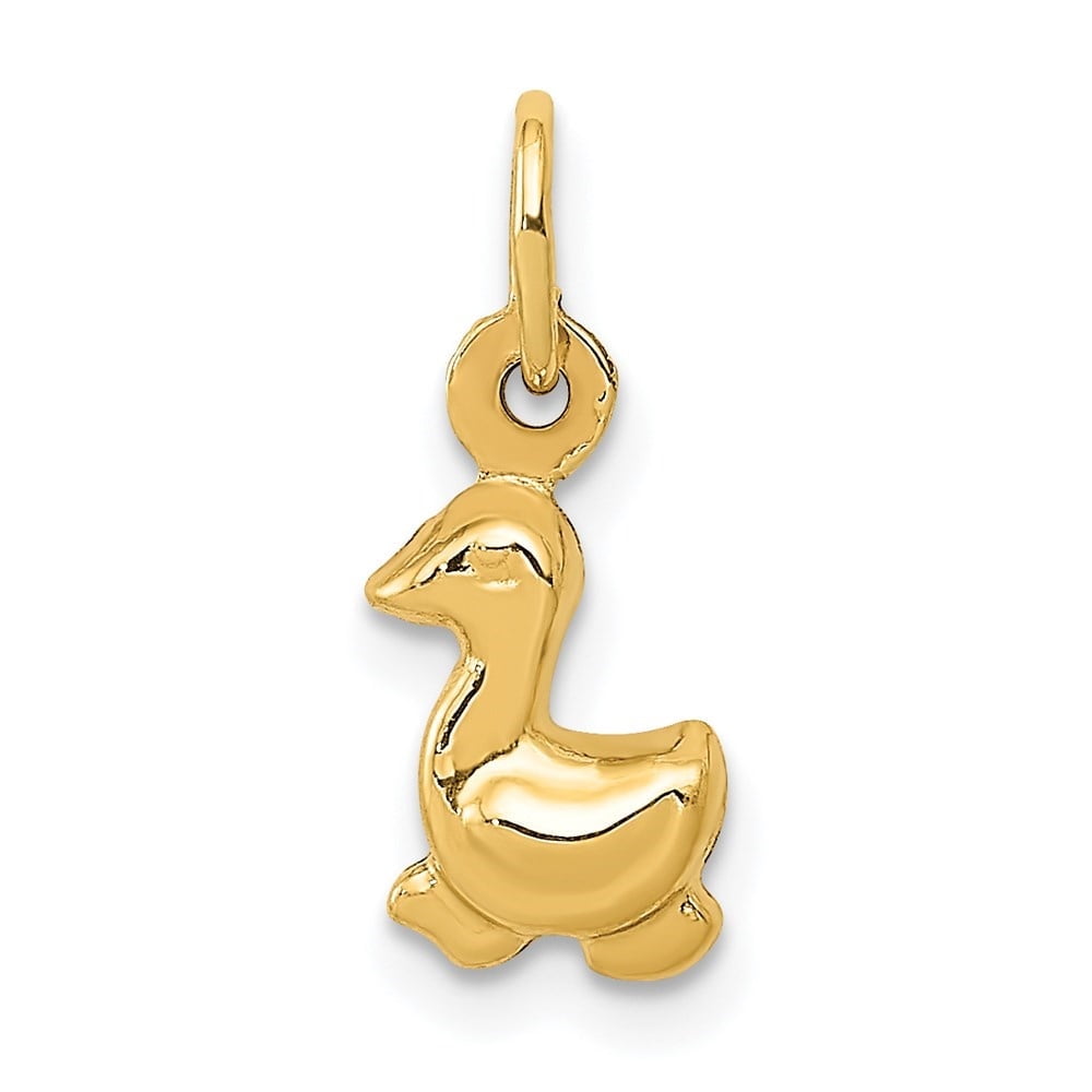 Diamond2Deal 14k Yellow Gold Duck Charm Pendant for Women (L- 0.6 inch ...