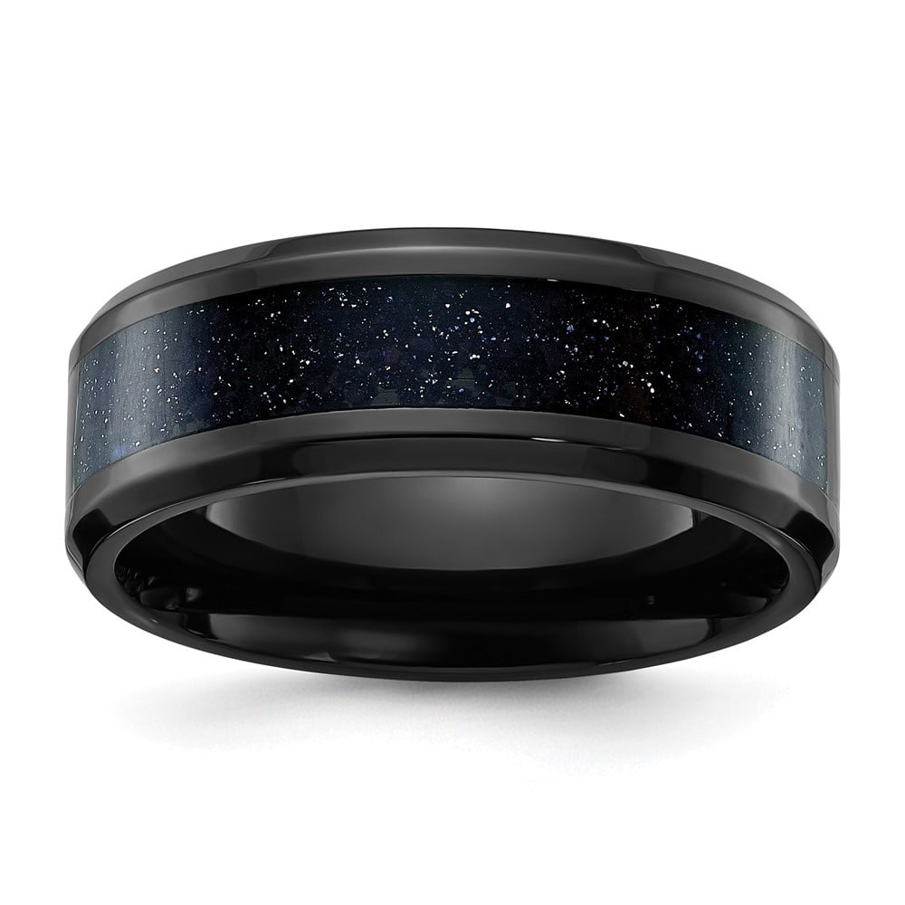 Diamond2Deal Stainless Steel Black IP-plated with Blue Star Sandstone ...