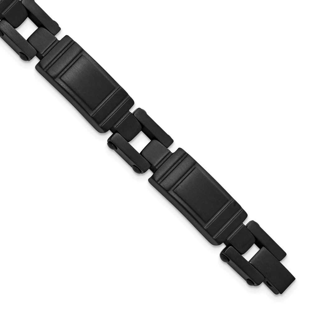 Diamond2Deal Stainless Steel Brushed Black IP-Plated ID Bracelet for ...