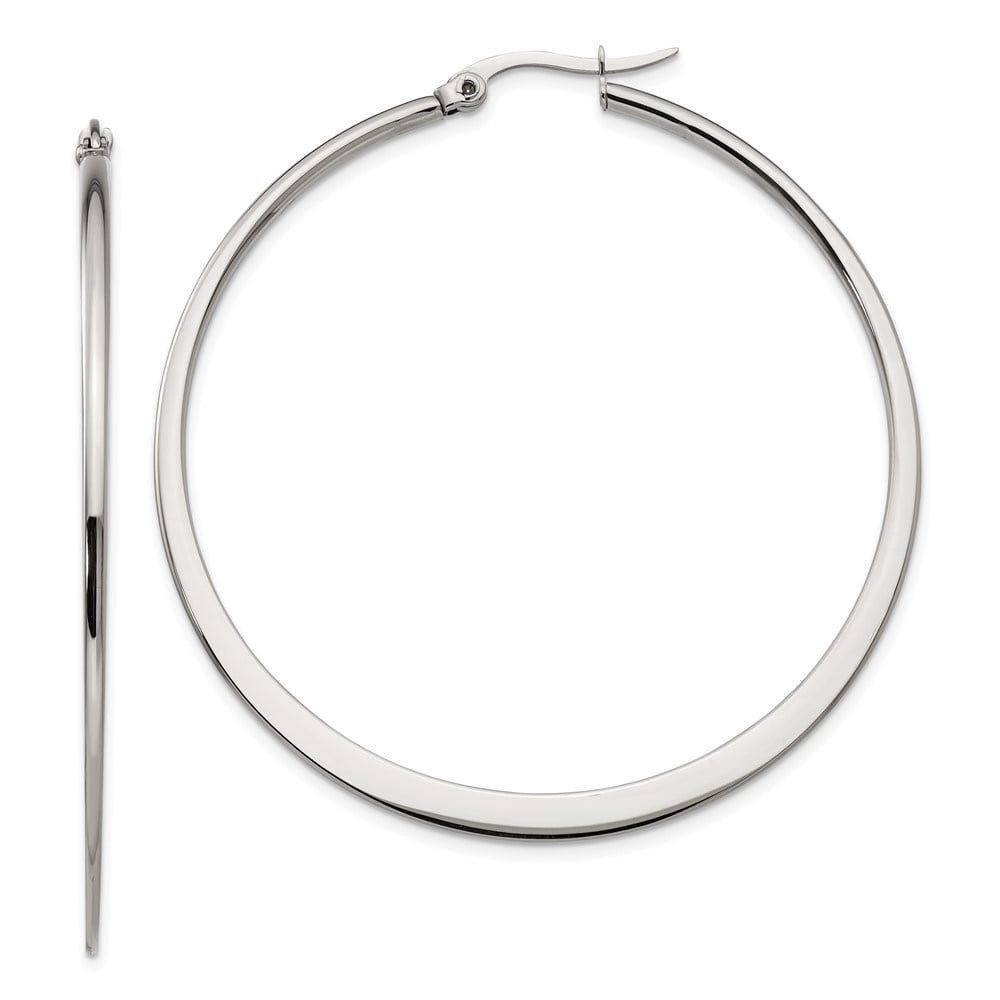 Diamond2Deal Stainless Steel Polished 50mm Diameter Hoop Earrings for ...