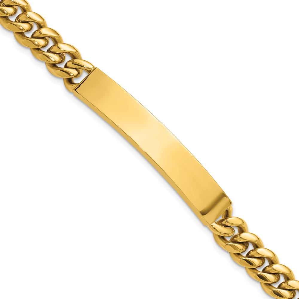 Diamond2Deal Stainless Steel Polished Yellow IP-Plated Curb Link 8mm ID ...