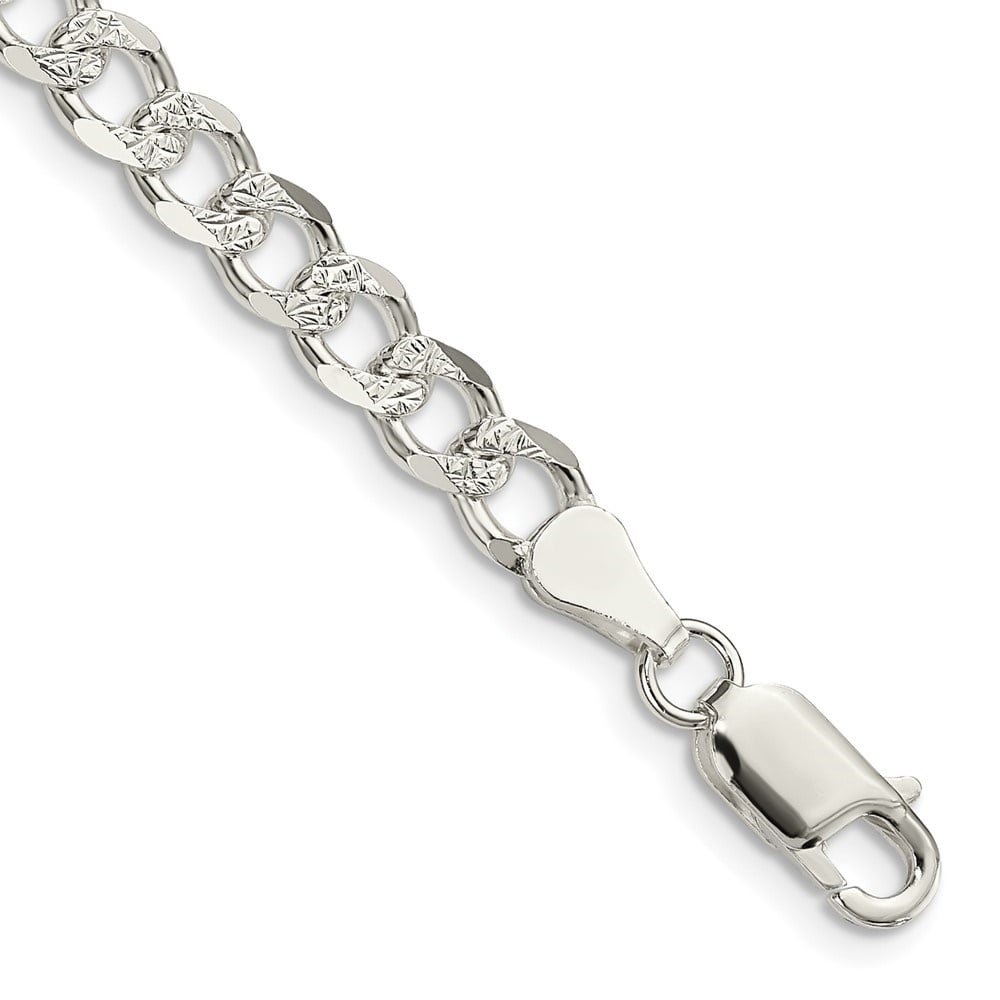 Diamond2Deal Sterling Silver 5.5mm Curb Chain Bracelet 7 inch for Women ...
