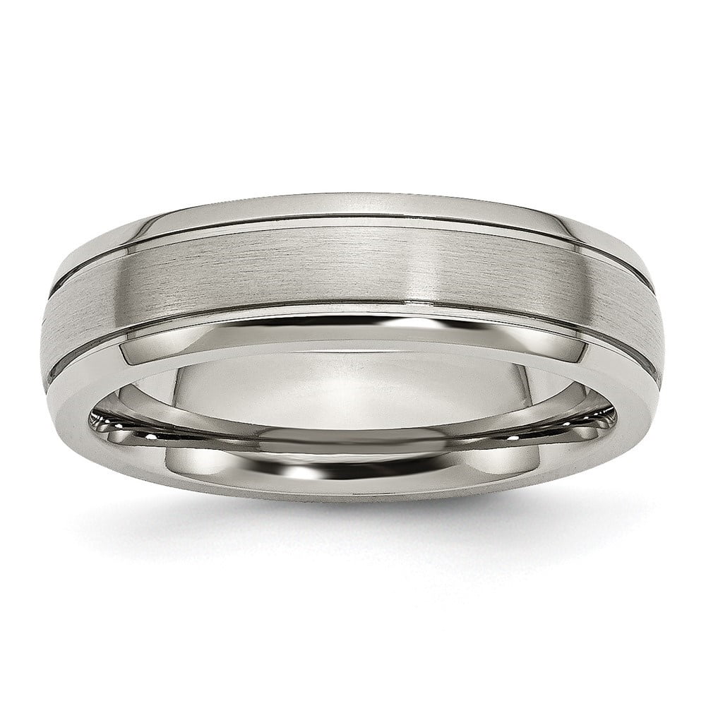 Diamond2Deal Titanium Brushed and Polished 6mm Grooved Edge Men's Band ...