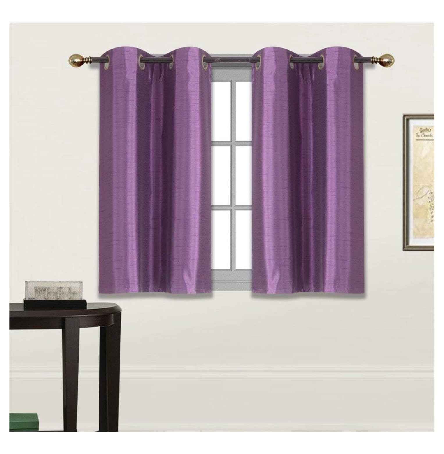 DiamondHome 2 Short Semi Sheer Silky Touch Grommets Tier Panels Window ...