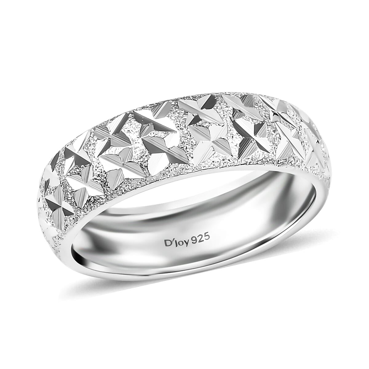 Diamondcut Band Ring in Platinum Over Sterling Silver Size 9 3.15 Grams ...