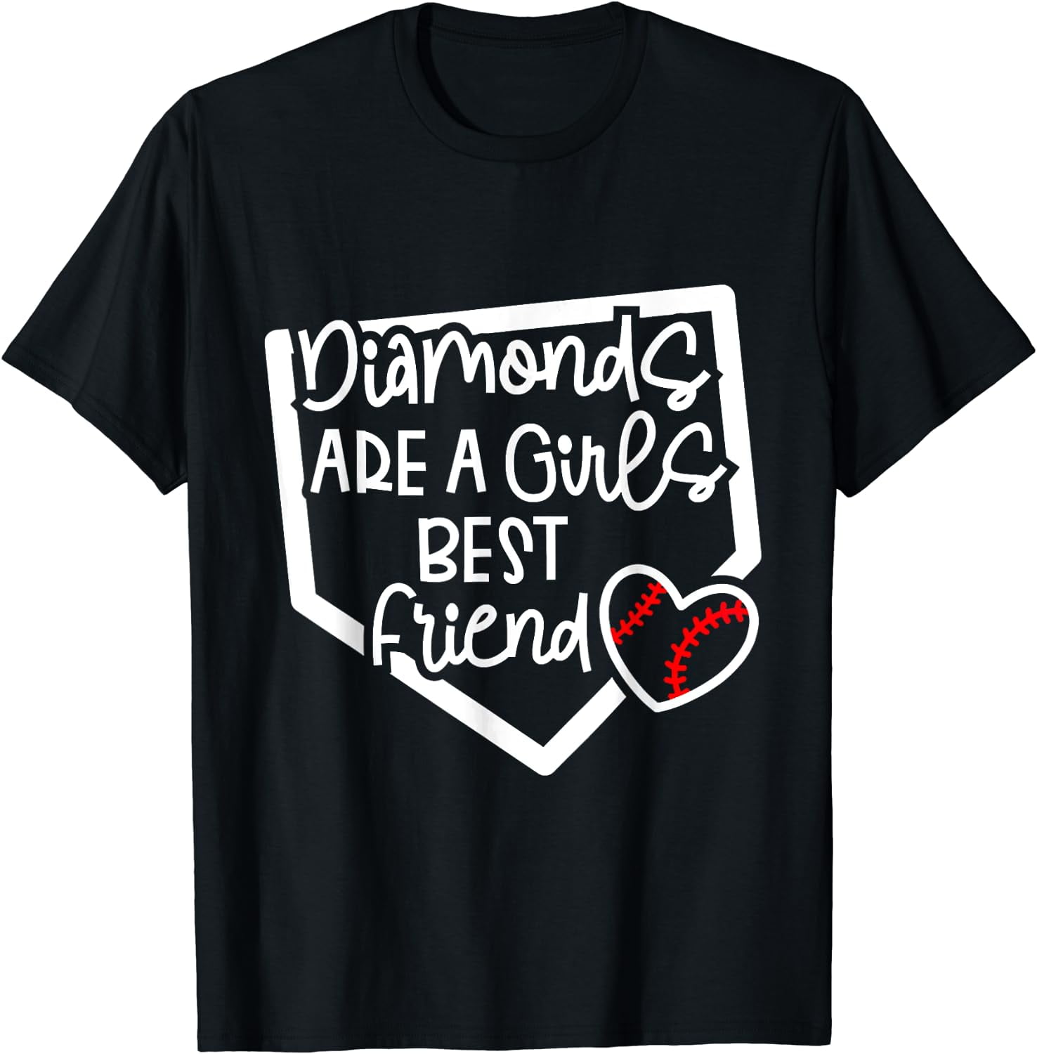 Diamonds Are A Girls Best Friend Baseball Softball Moms T-Shirt Black ...