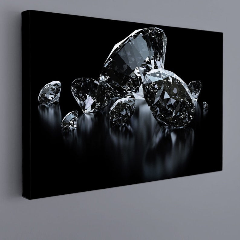 Diamonds Canvas Print, Diamond Wall Decor For Jewelry Store, Luxury ...