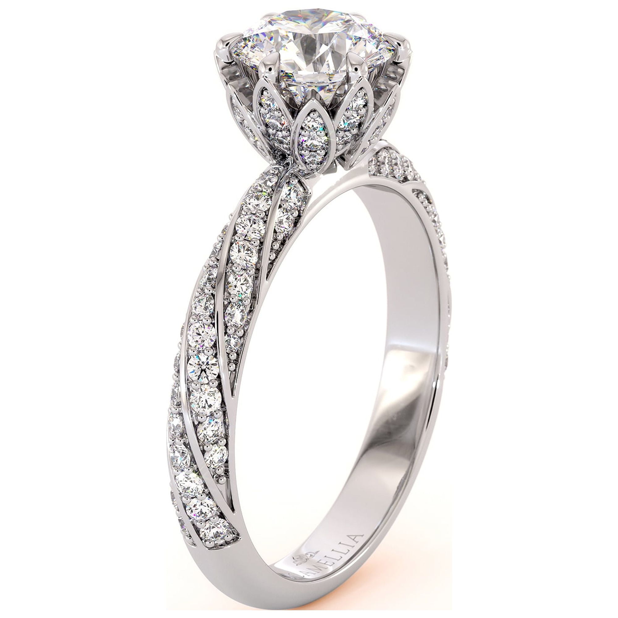 Diamonds Floral Crown Classic Engagement Ring Moissanite 1 Carat ...