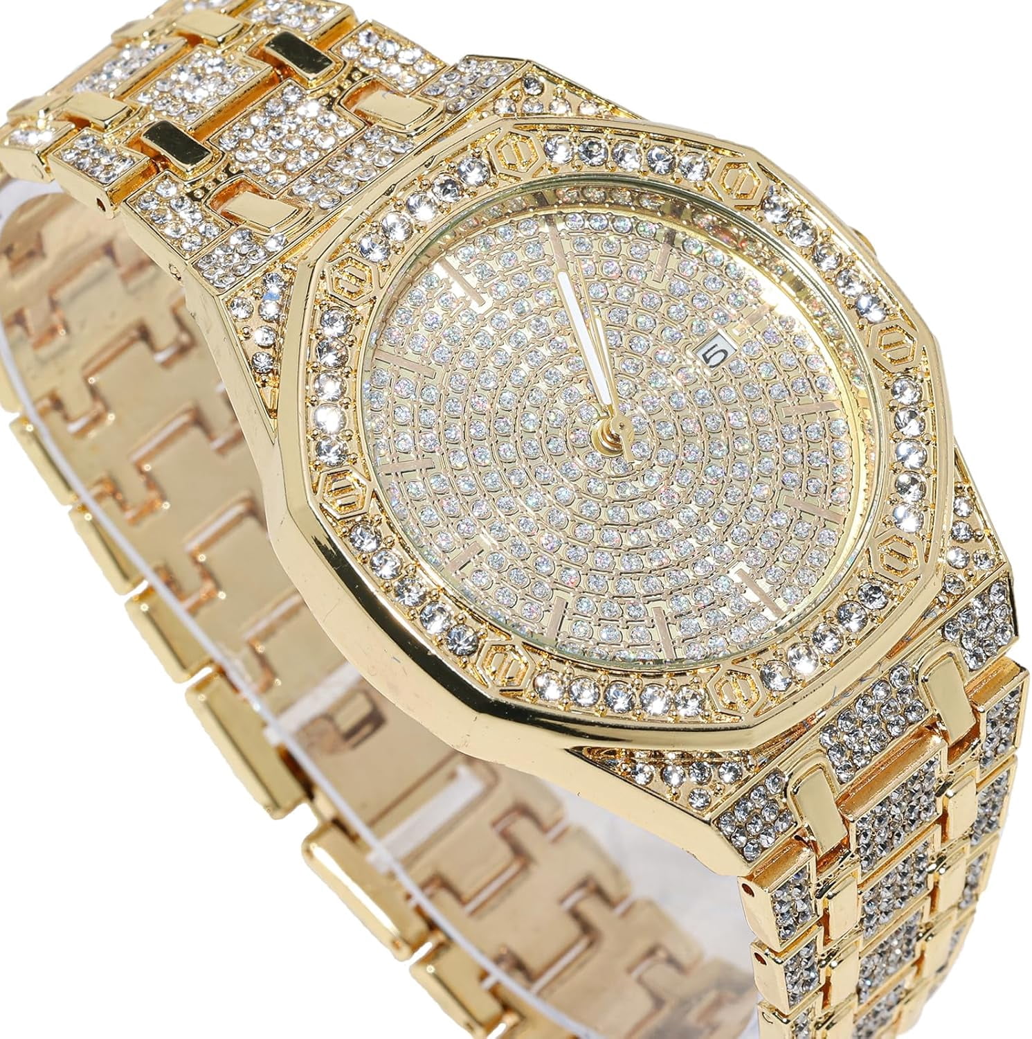 Diamonds Gold Watch for Men, 18k Real Gold/Platinum White Gold Plated ...