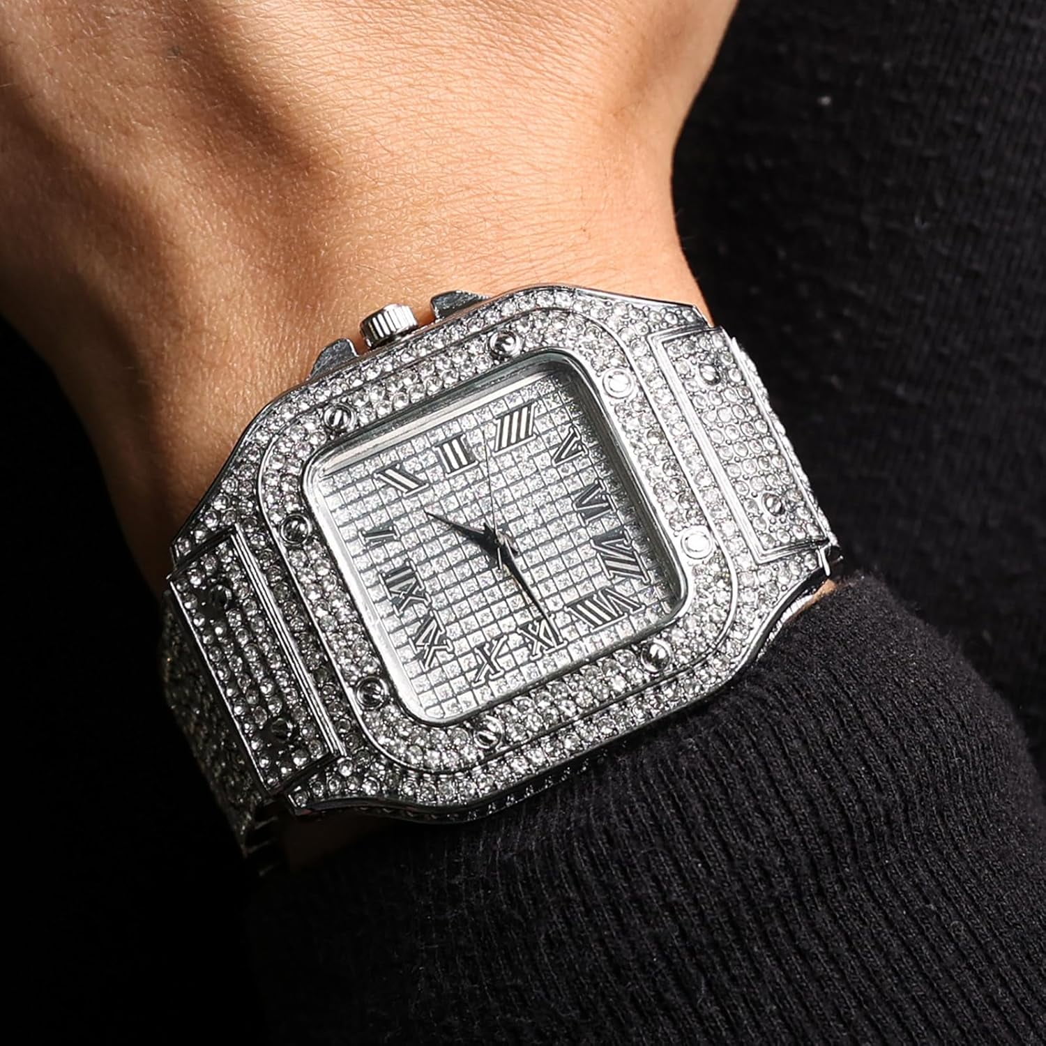 Diamonds Gold Watch for Men, 18k Real Gold/Platinum White Gold Plated ...