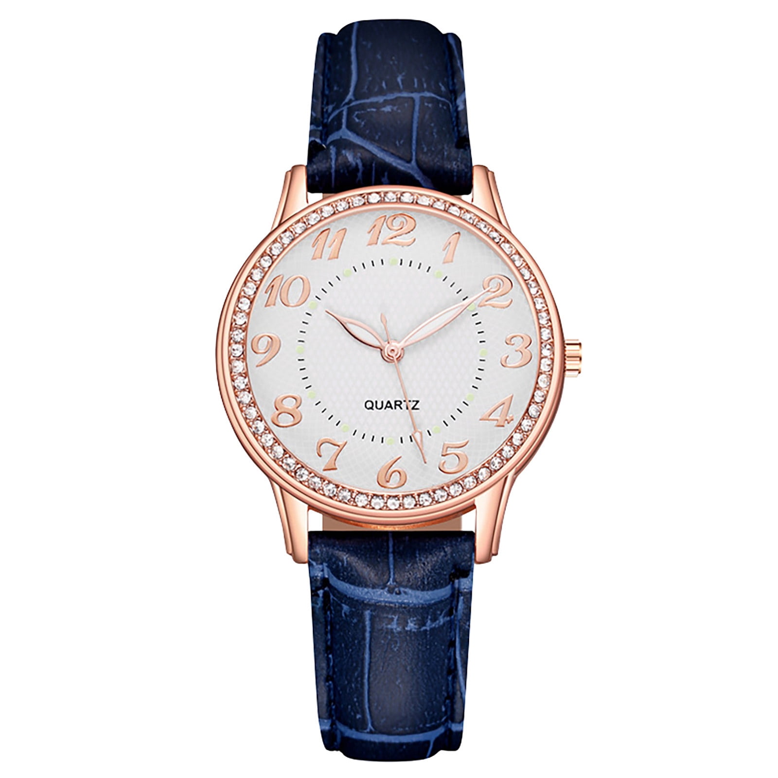 Diamonds Luminescent Watch Large Dial Simple Style Back Full Digital ...
