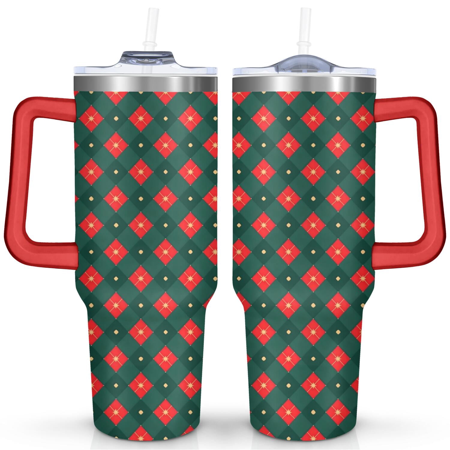 Diamonds and Octagonal Stars 40 Oz Tumbler with Handle Lid and Straw ...