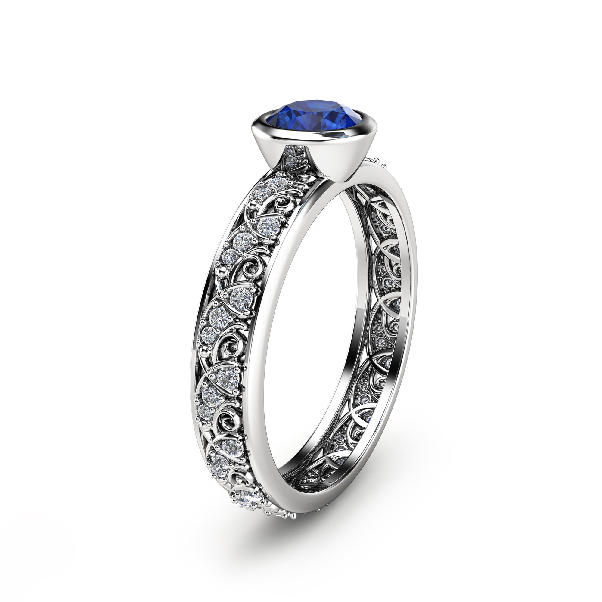Diamonds Setting Natural Sapphire Bezel Ring - Walmart.com