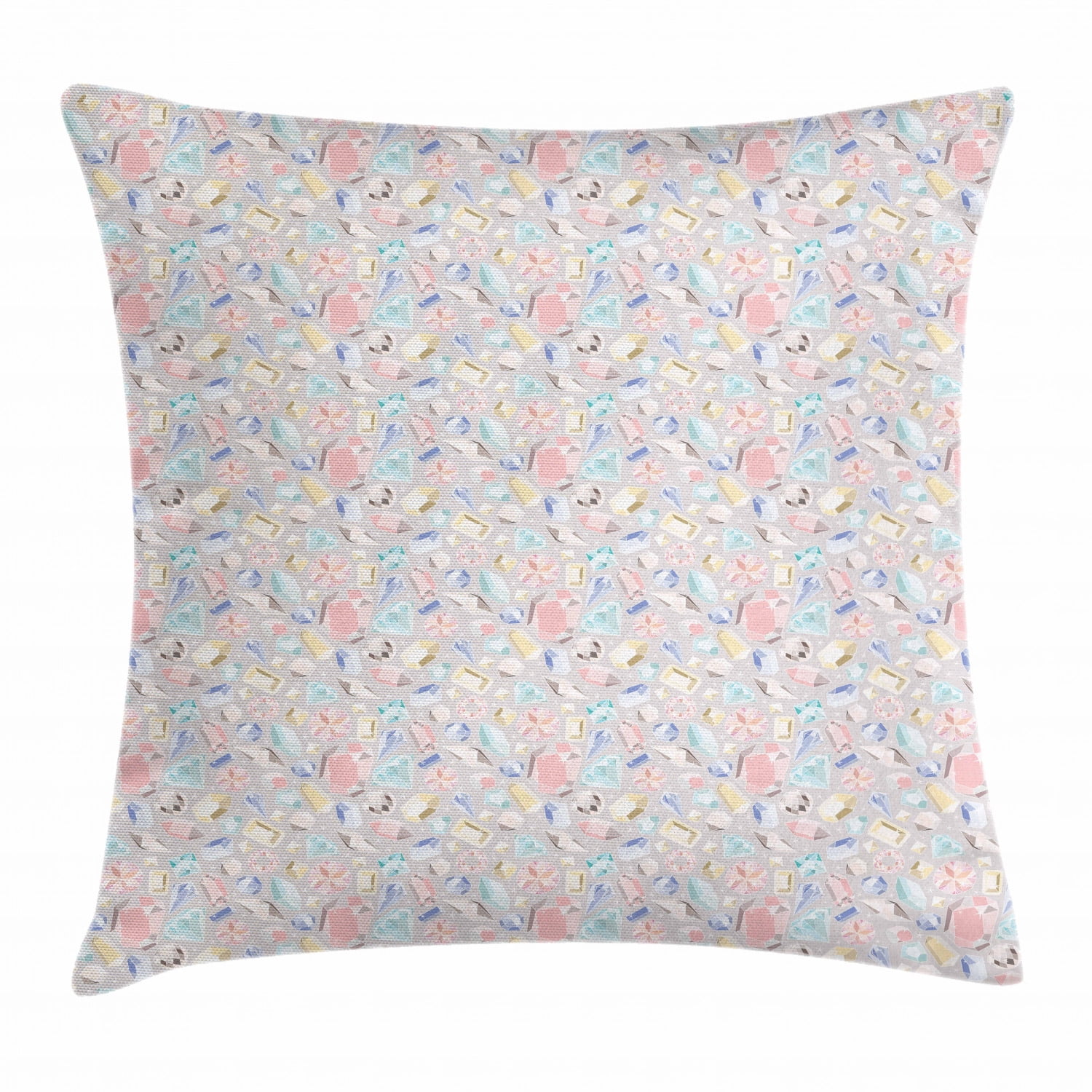 Diamonds Throw Pillow Cushion Cover, Pastel Color Baguette Square and ...