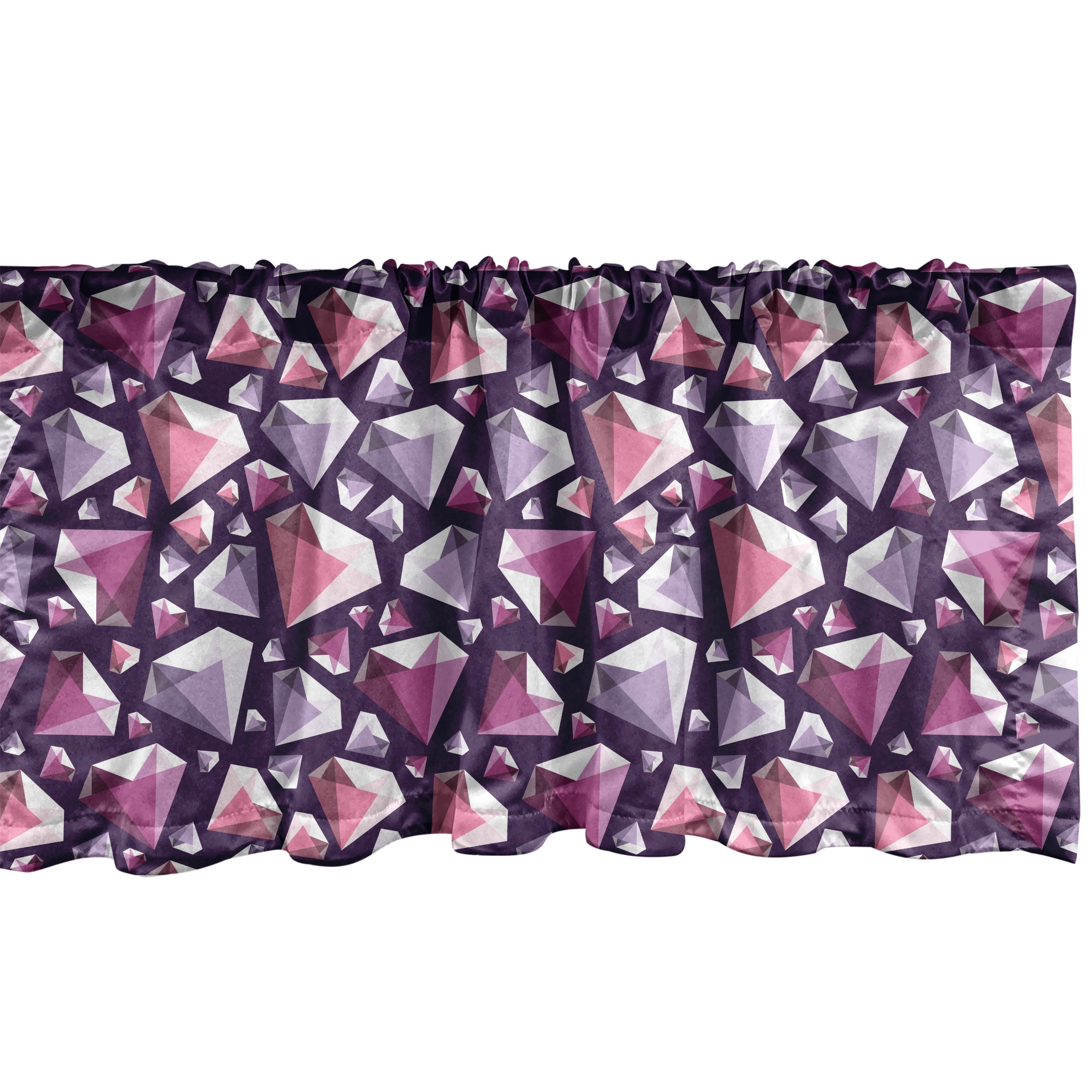 Ambesonne Diamonds Valance Pack of 2, Crystal Gem Art Pattern, 54"X12 ...