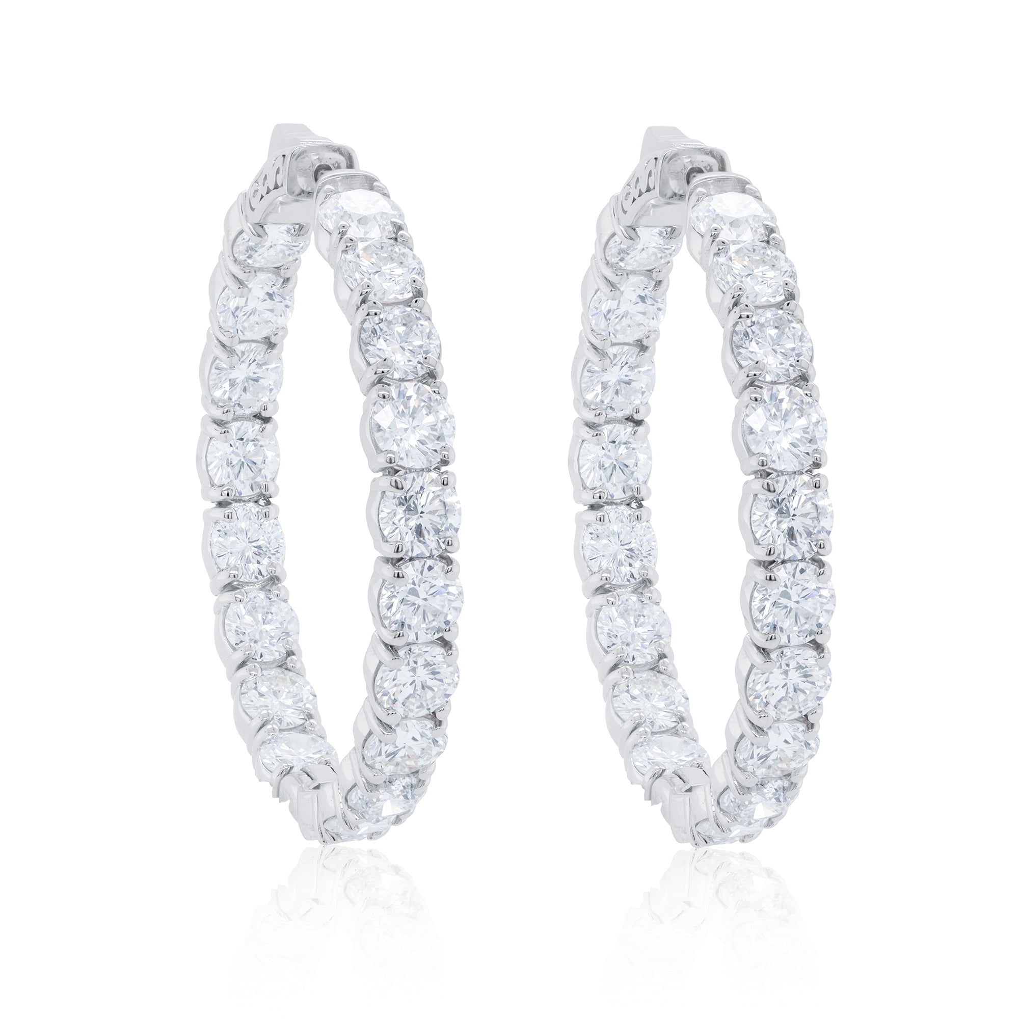 Diana M 18 Kt White Gold Inside-Out Hoop Earrings Adorned With 15.60 ...