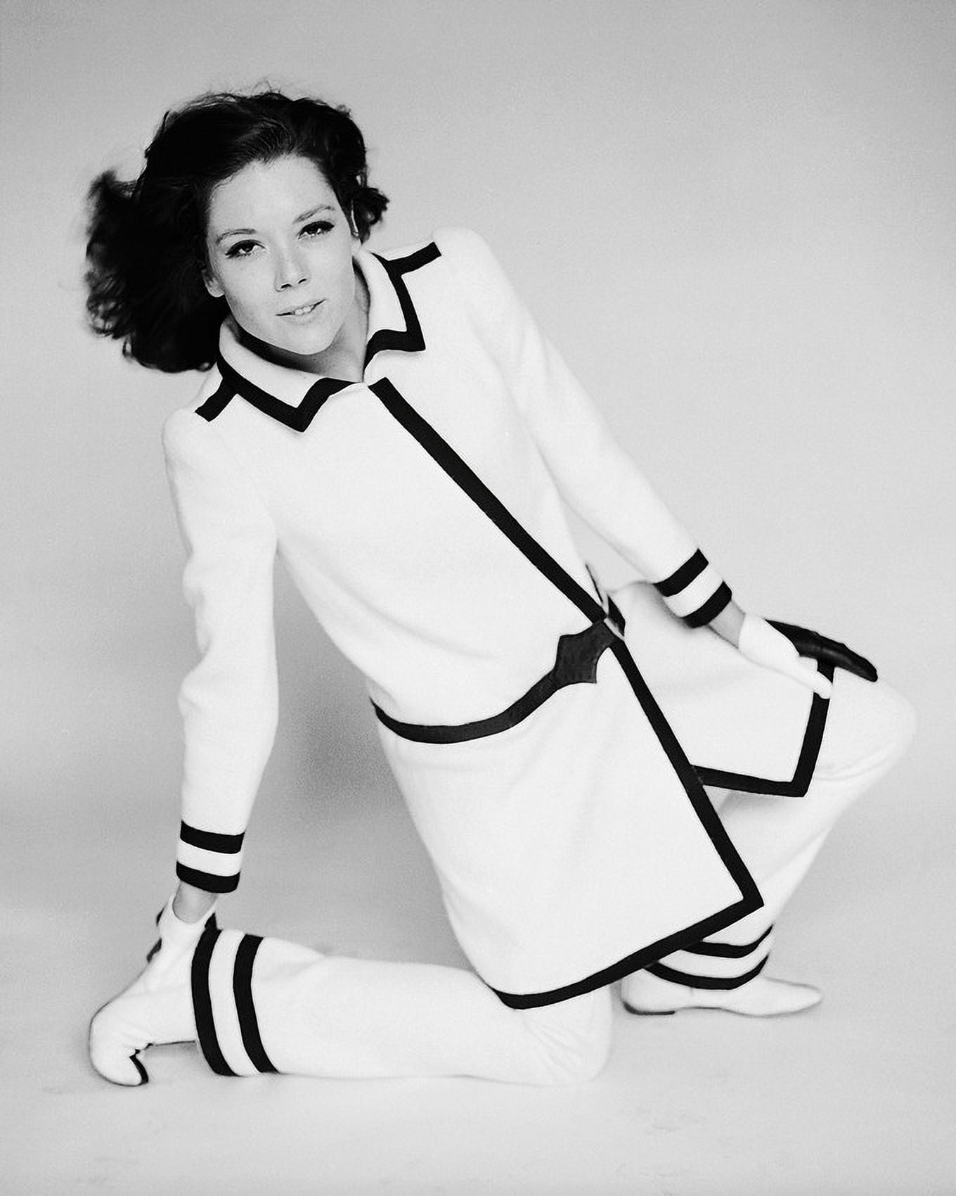 Diana Rigg In Black And White Coat Vintage Fashion Pose 24x36 Classic ...