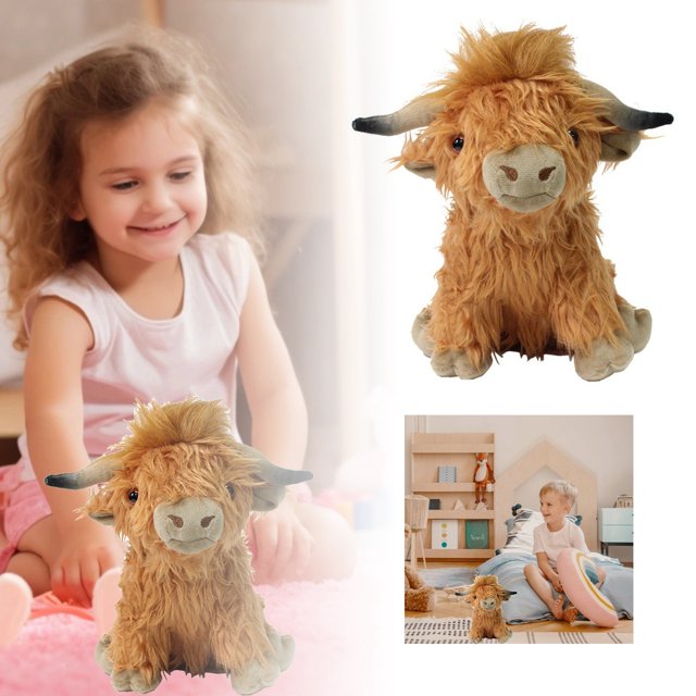 Diandenggg Realistic Cow Toy Soft And Cuddly Cattle Stuffed Animal ...