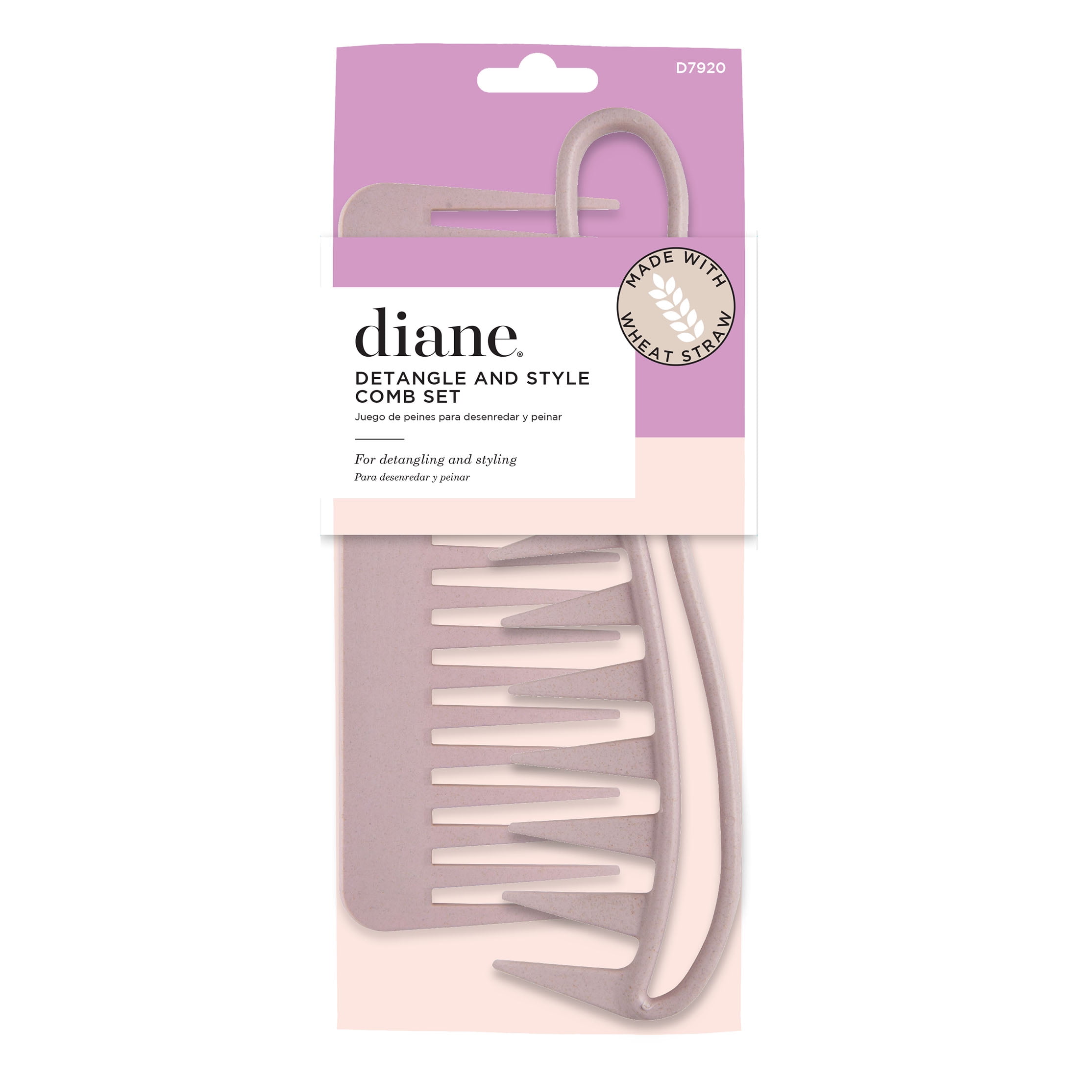 Diane Eco-Friendly Wheat Straw Detangle and Style Comb Set - Walmart.com