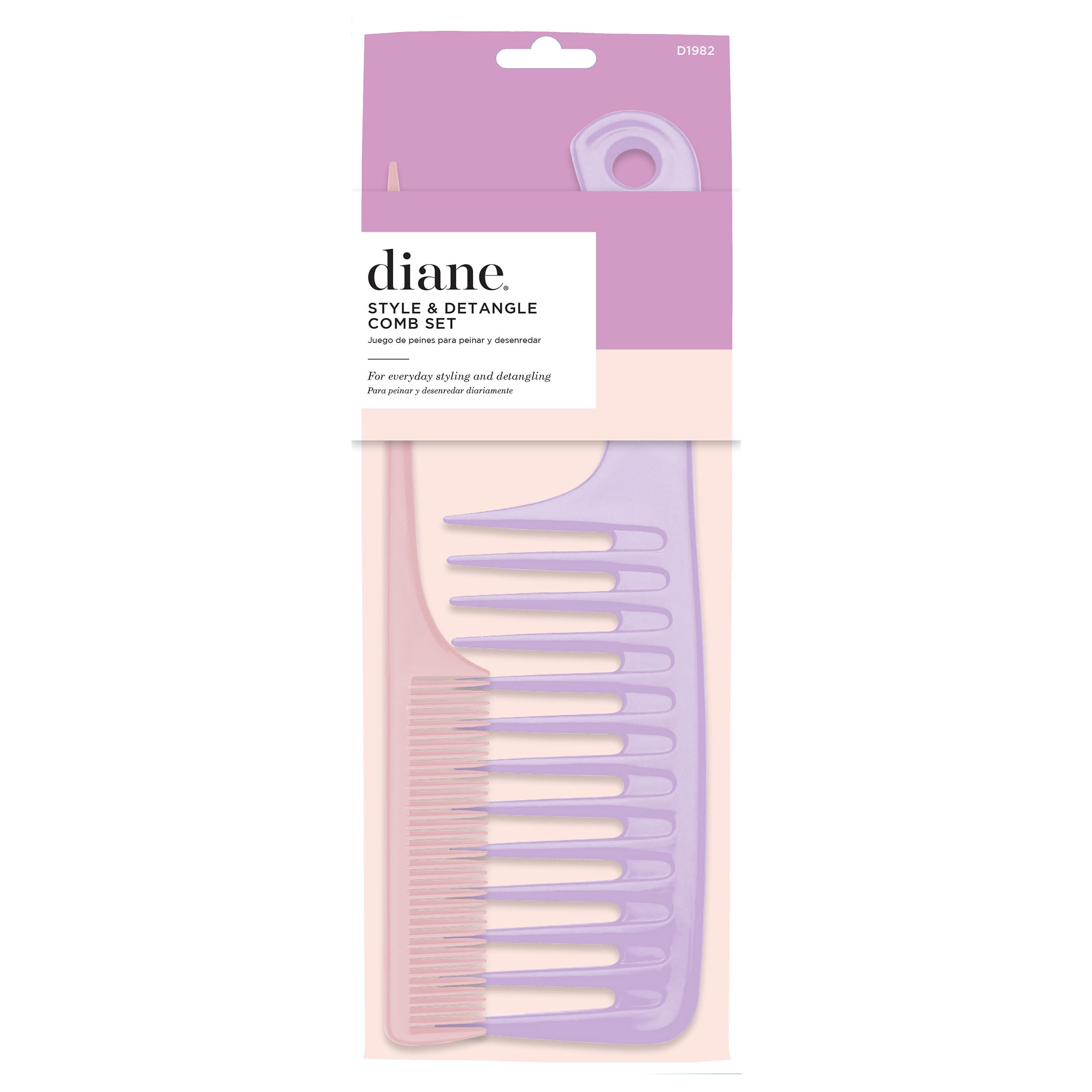 Diane Rat Tail Styling and Wide Tooth Detangle Comb Set - Walmart.com