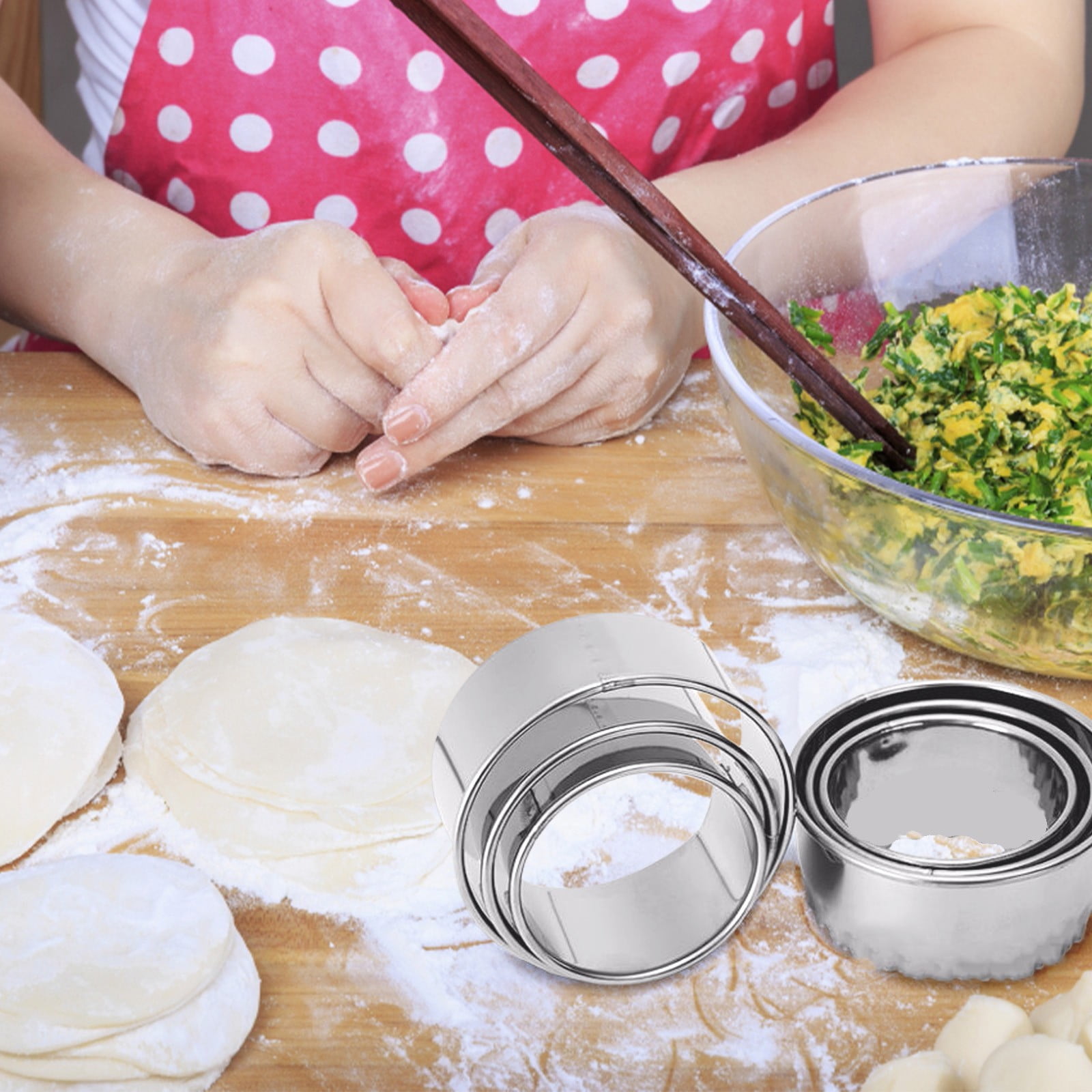 Dianli 10 Piece Non Stick Metal Pancake Mold Set Stainless Steel ...