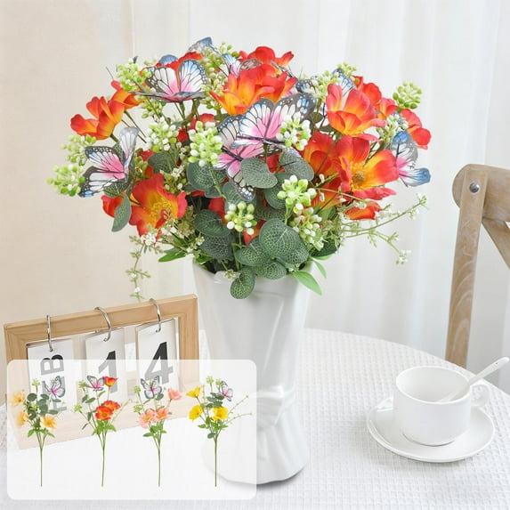 Dianli 2-Pack Artificial Flower Bouquet Set Faux Gesang Flowers Small ...