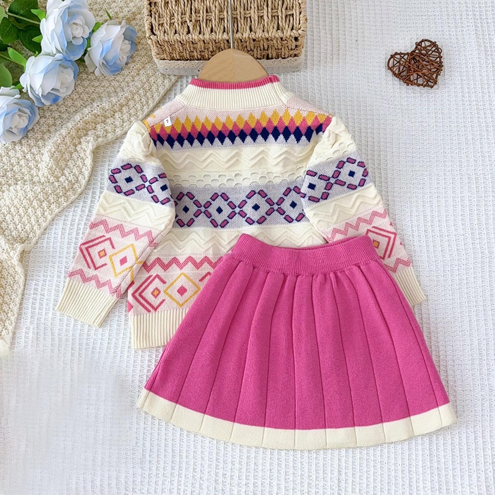 Dianli 2 Piece Outfits Girls Knit Casual Blouse Loose Fit Long Sleeve ...