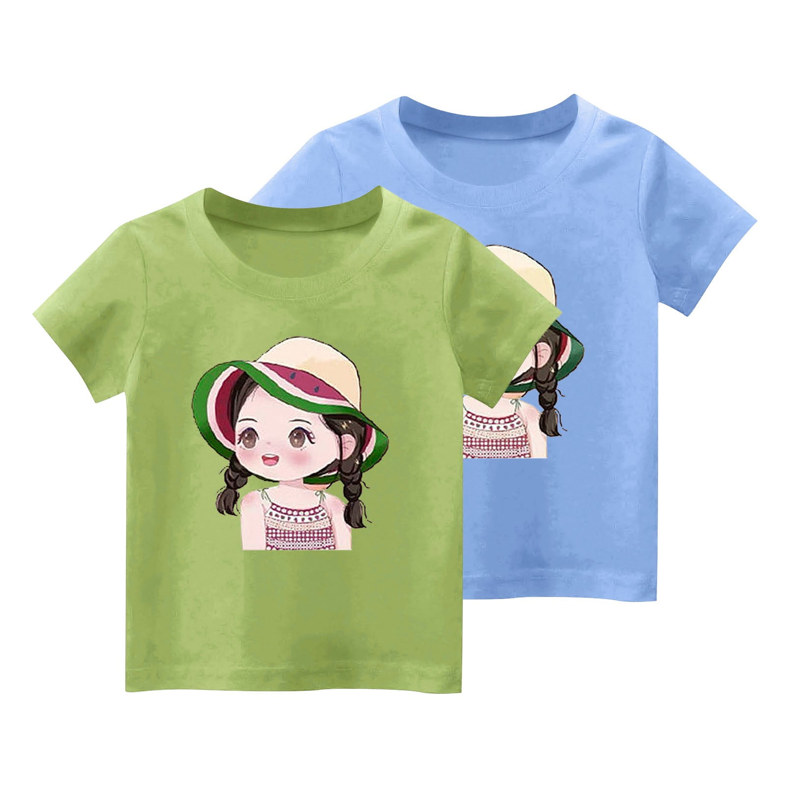 Dianli 2 Piece Outfits Girls Shirts Lightweight Crew Neck Tee Shirts ...
