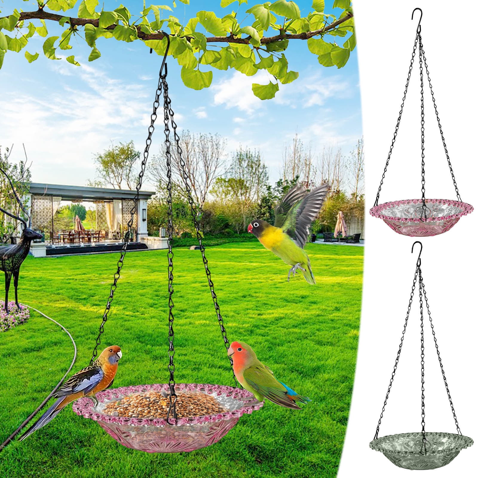 Dianli 2 Set Acrylic Hanging Bird Feeder Outdoor Wild Bird Feeder ...