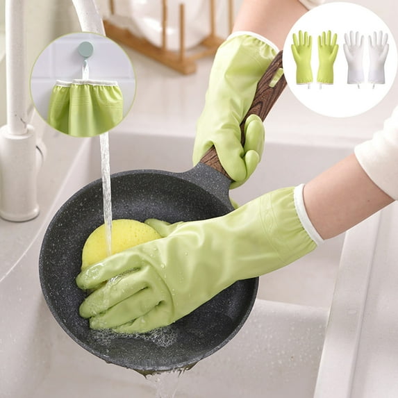 Dianli 2 Set Kitchen Dishwashing Gloves Velvet-Lined Thickened Rubber ...