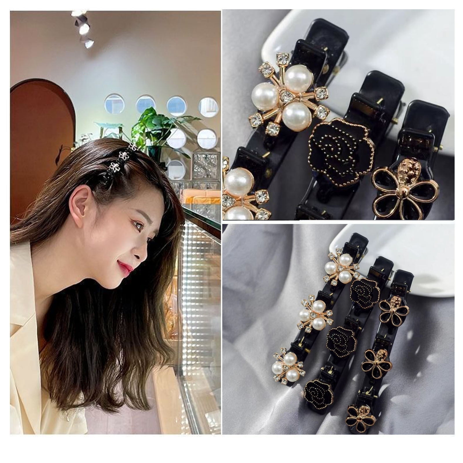 Dianli 3-Pack Hair Clips Braiding Styling Bangs Side Clips Double-Layer ...