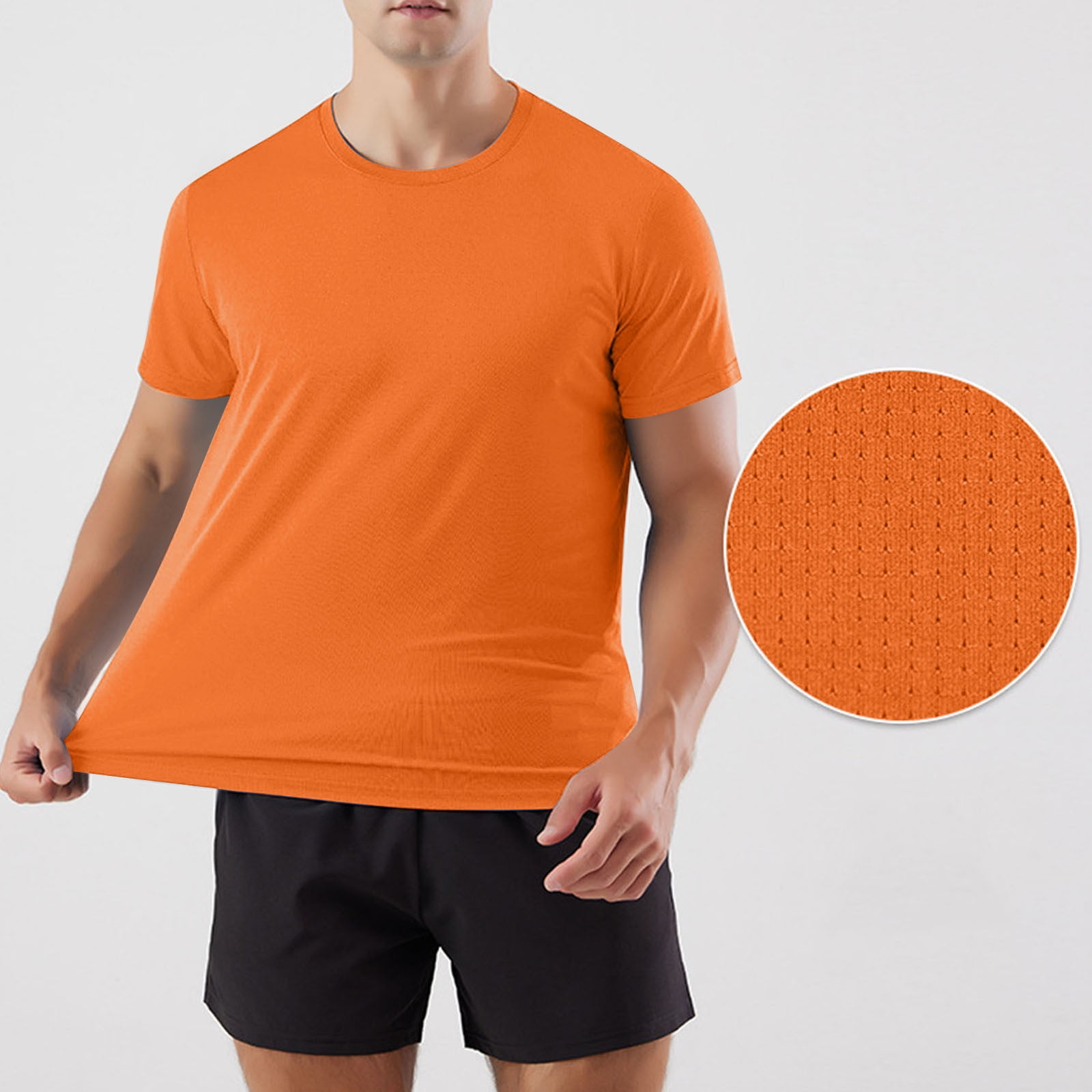 Dianli Active Fitness Men's Solid-Color Stretch Short-Sleeve Round-Neck ...