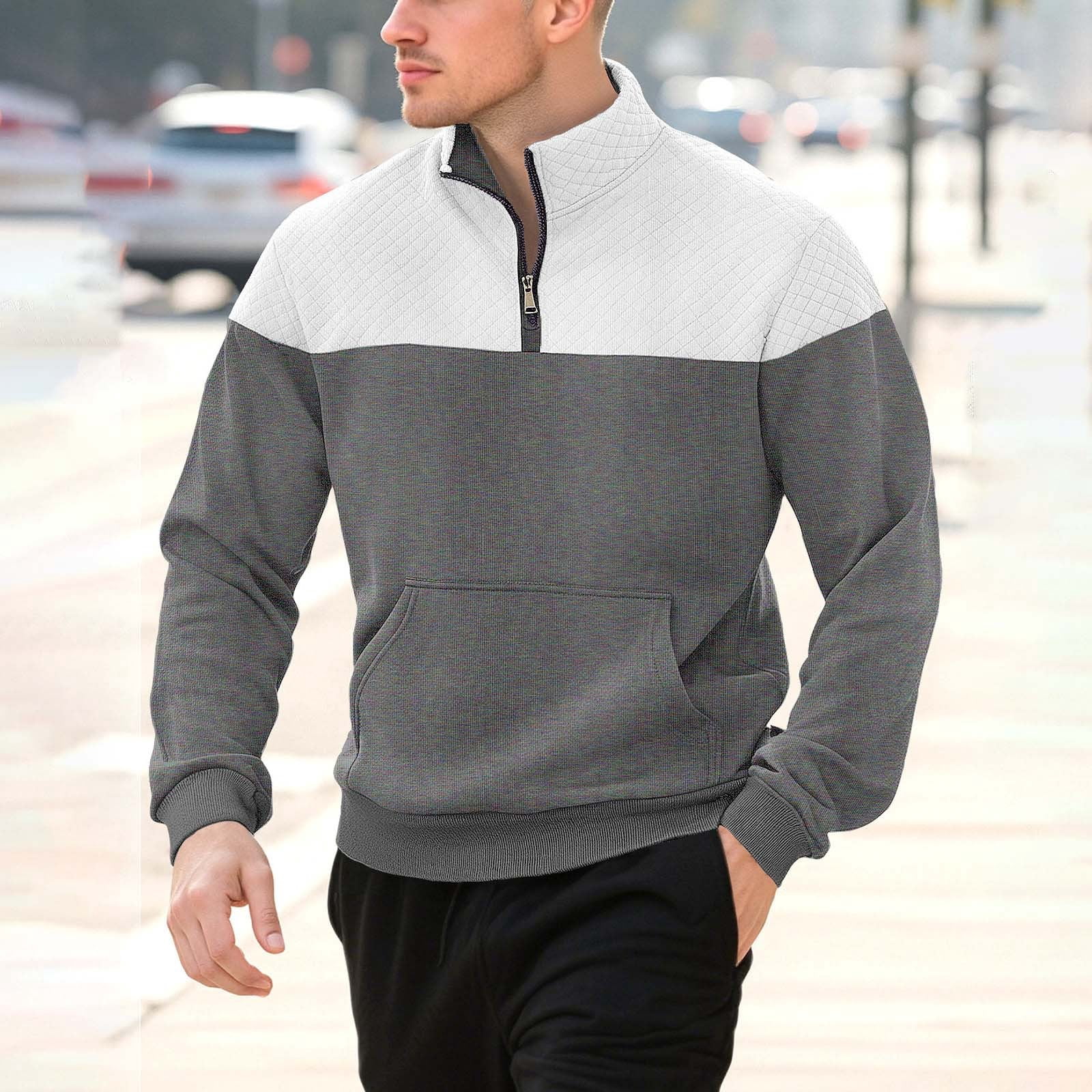 Dianli Activewear Men's Reversible High-Neck Zipper Pullover Jacket ...