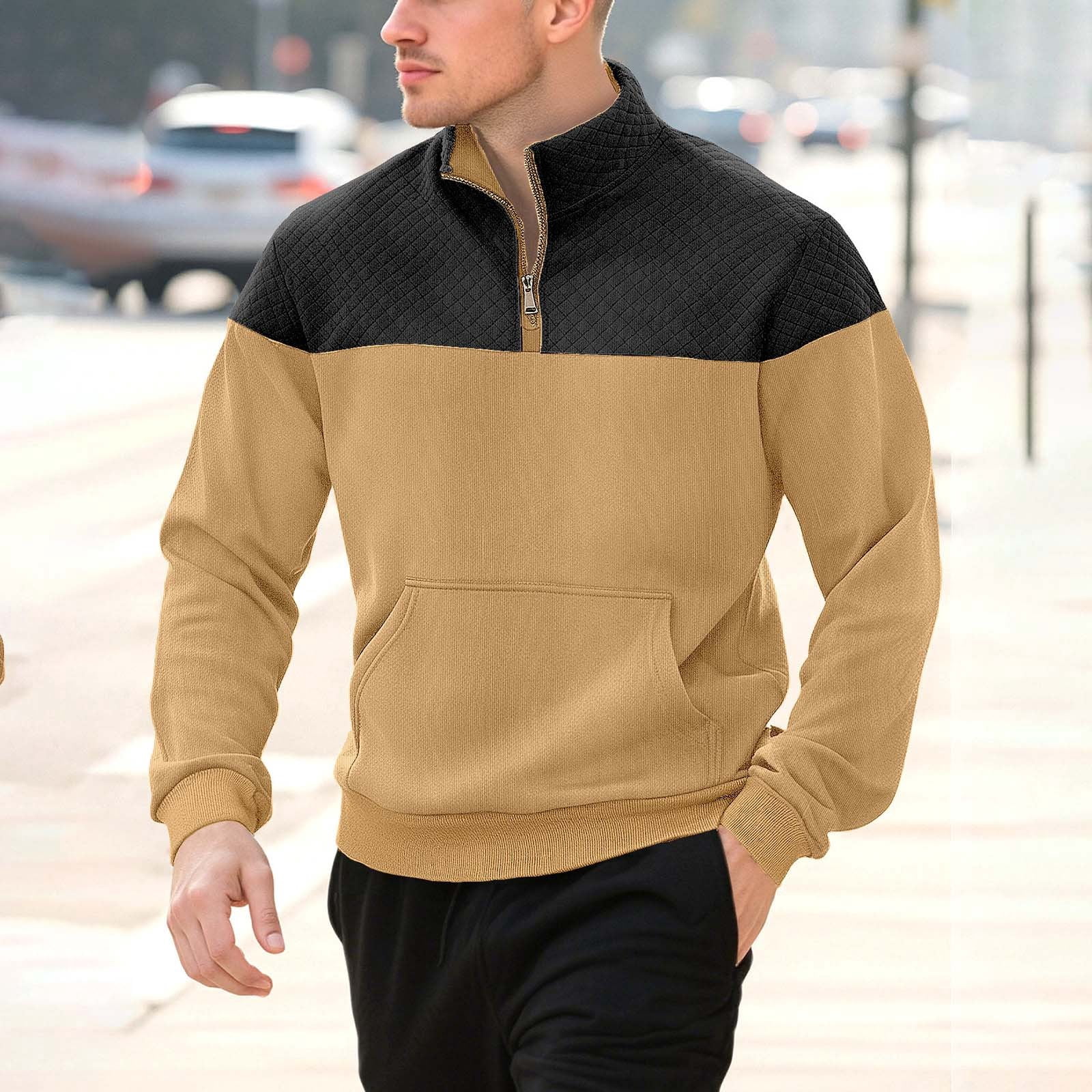 Dianli Activewear Men's Reversible High-Neck Zipper Pullover Jacket ...