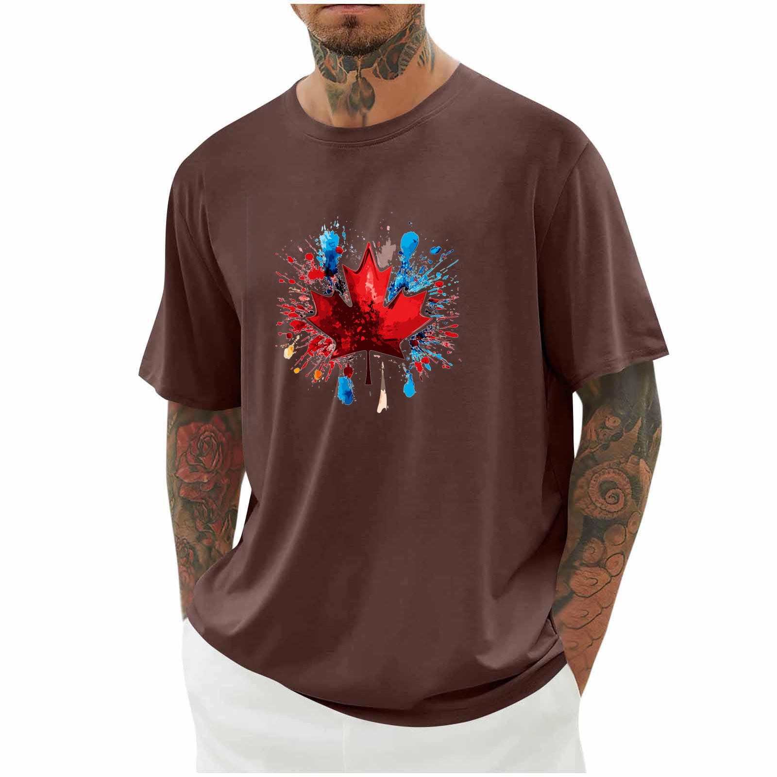 Dianli Activewear Workout Men's Printed Round Neck Short Sleeve T-Shirt ...