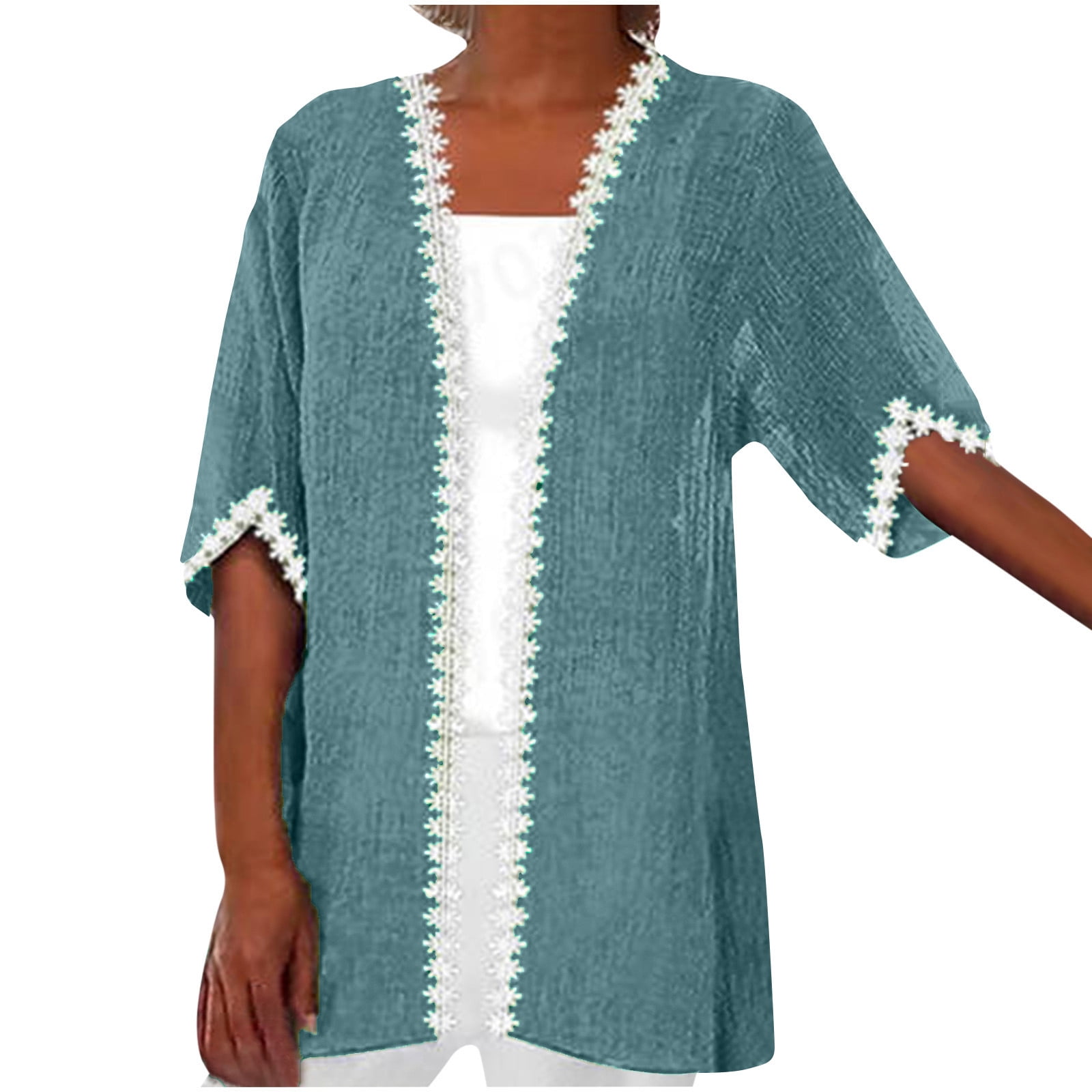 Dianli Cardigan Sweaters for Women Lightweight Solid Colar Open Cropped ...