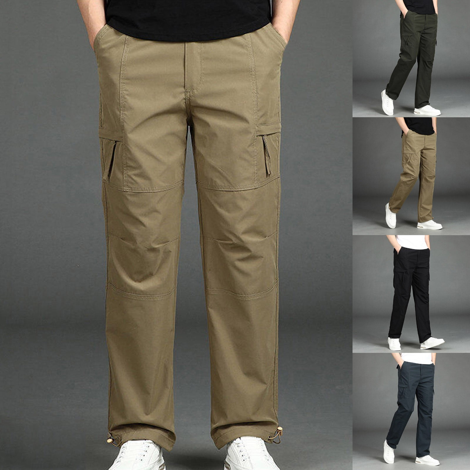Dianli Cargo Pants for Men Functional Pants Solid Color Trousers Casual ...