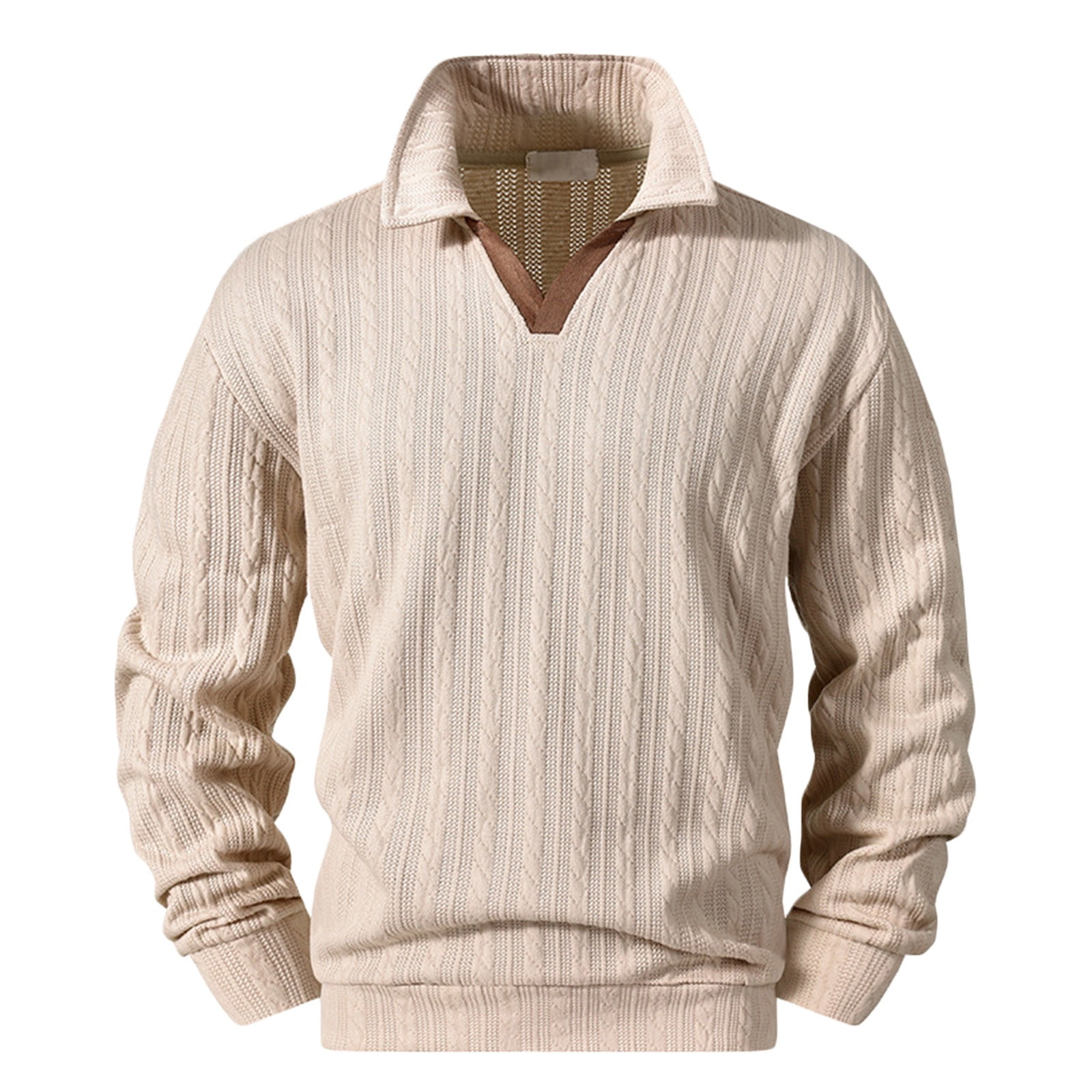 Dianli Casual Men's Tweed V-Neck Hoodie Pullover Sweatshirt Twisted ...