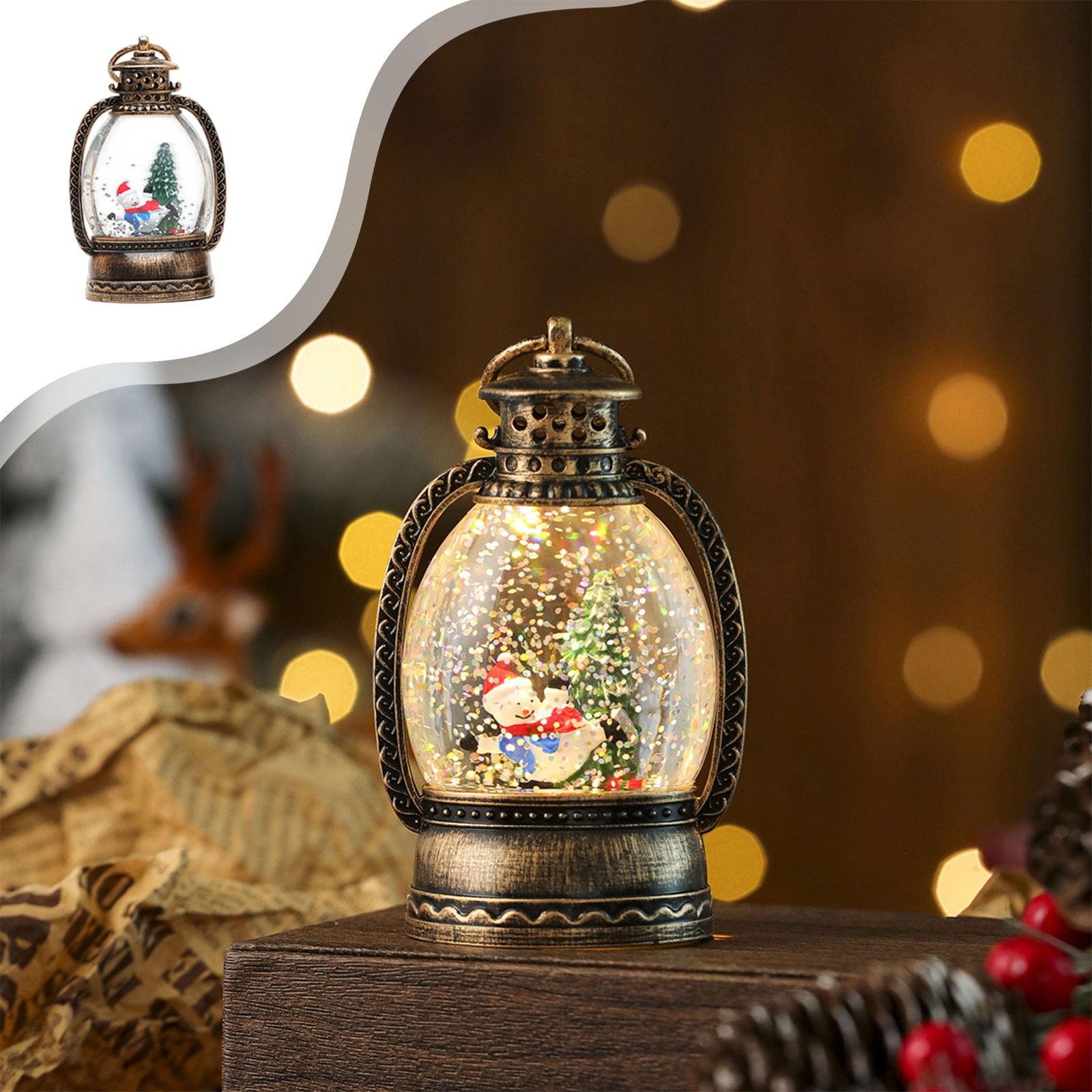 Dianli Christmas LED Lantern Decor + Battery-Operated Hanging Light ...