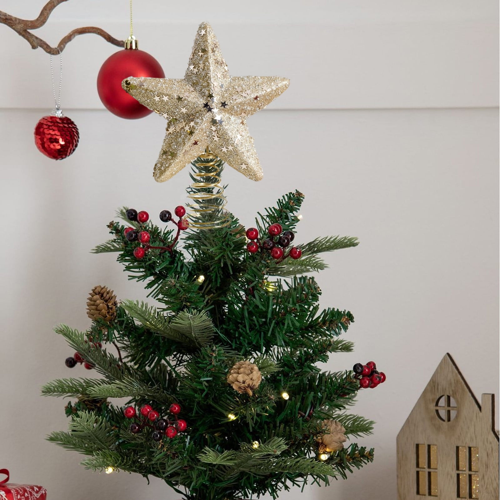 Dianli Christmas Tree Topper Star Plastic Decoration 7-Inch Festive ...