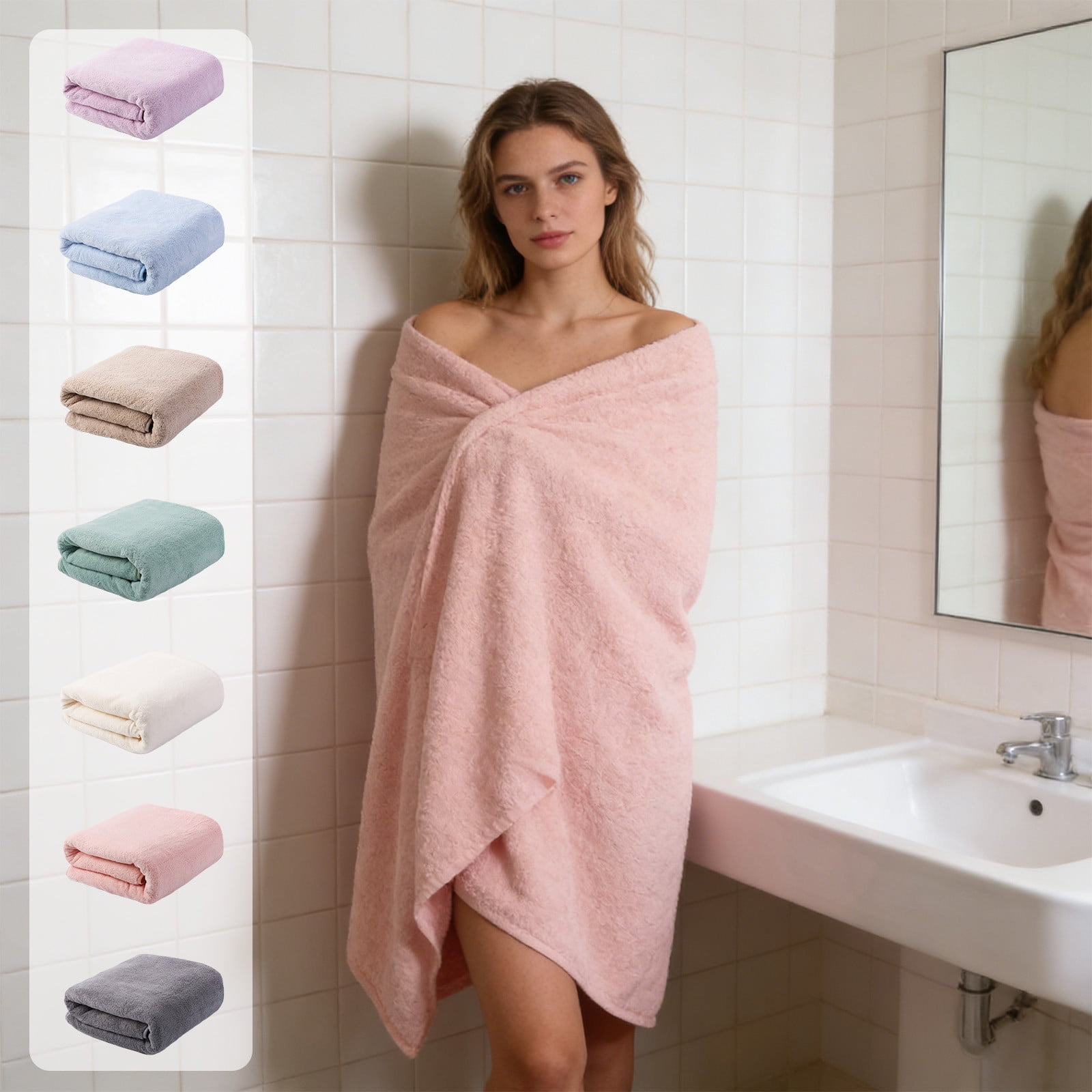 Dianli Coral Velvet Bath Towel Luxury Plush Super-Absorbent Quick-Dry ...
