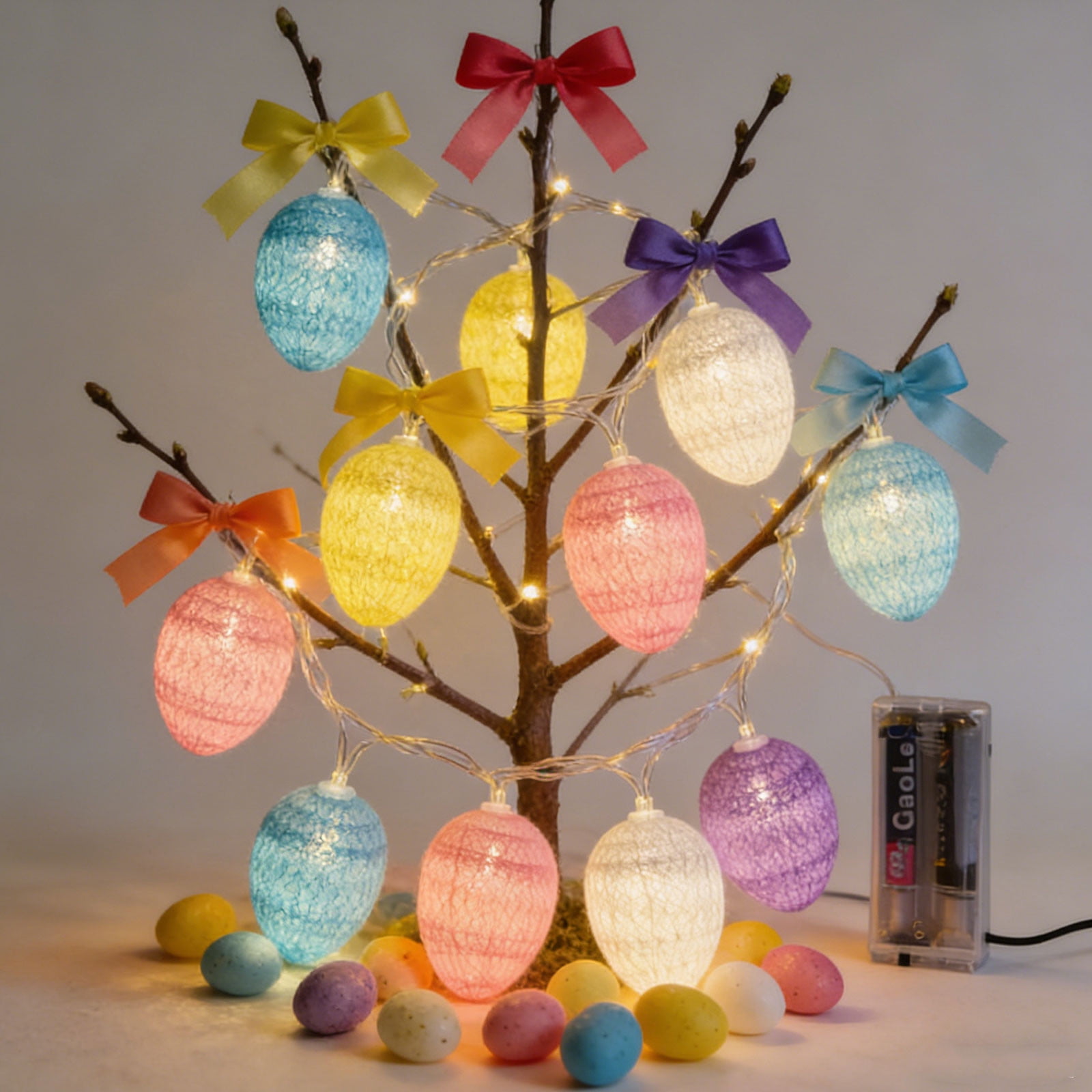 Dianli Easter Decor LED Egg String Lights Egg-Shaped Multicolor Fairy ...