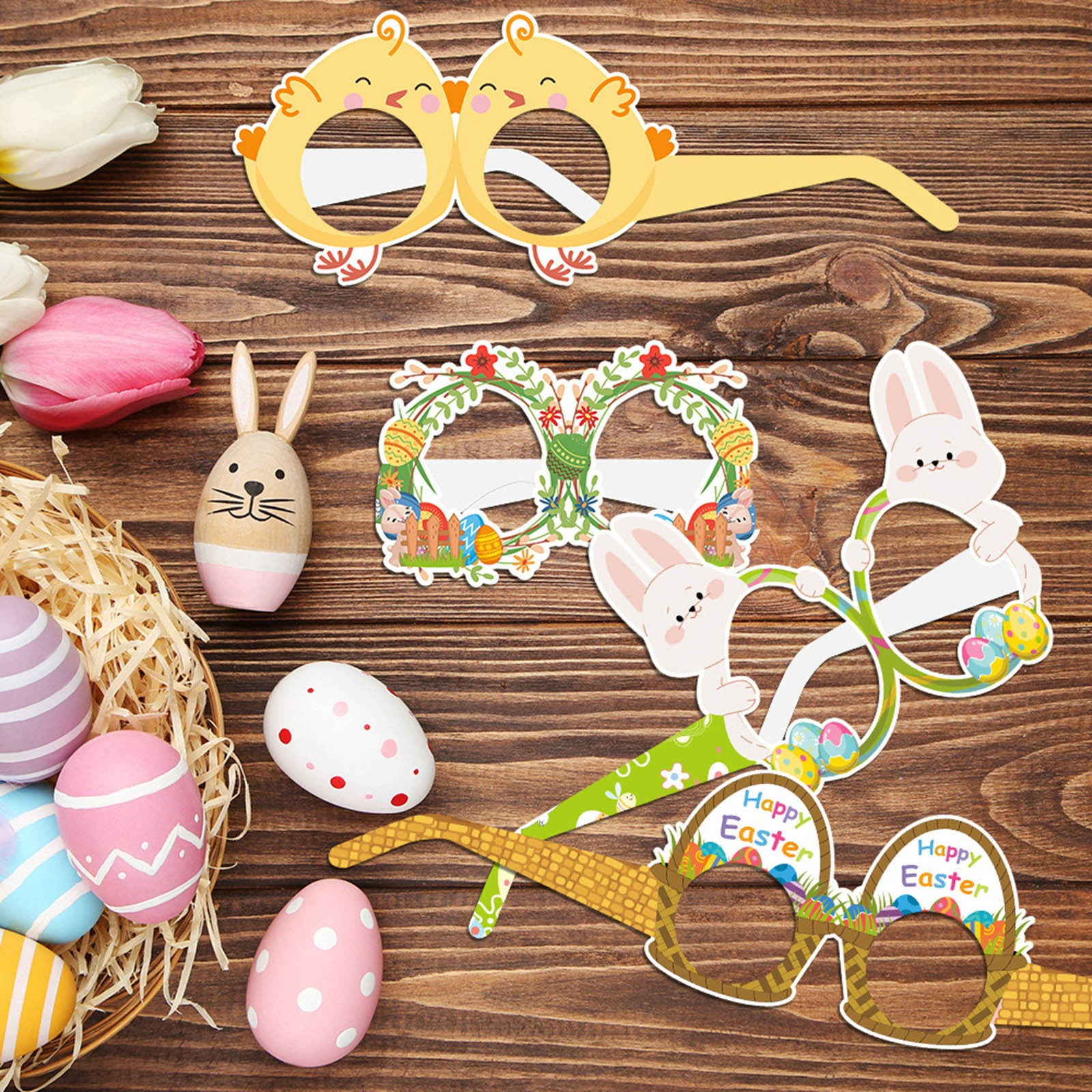 Dianli Easter Party Supplies Easter Paper Glasses Photo Props Rabbits ...