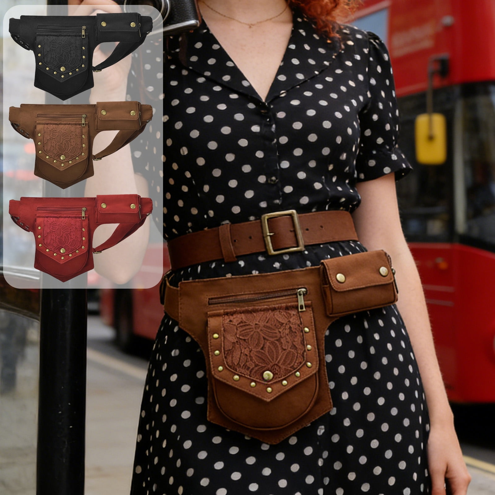 Dianli Fanny Pack Steampunk Women's Waist Bag Vintage Retro Crossbody ...